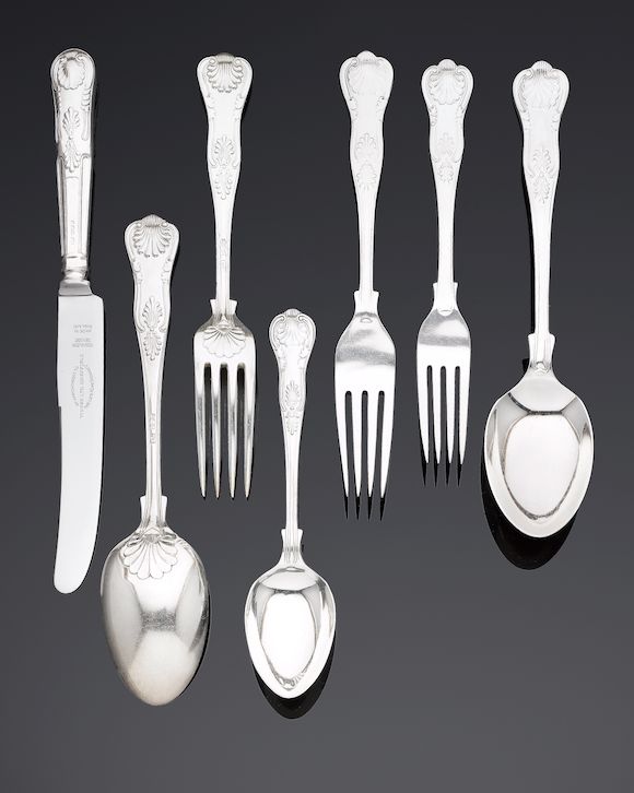 Bonhams : A collected silver King's pattern table service of flatware ...