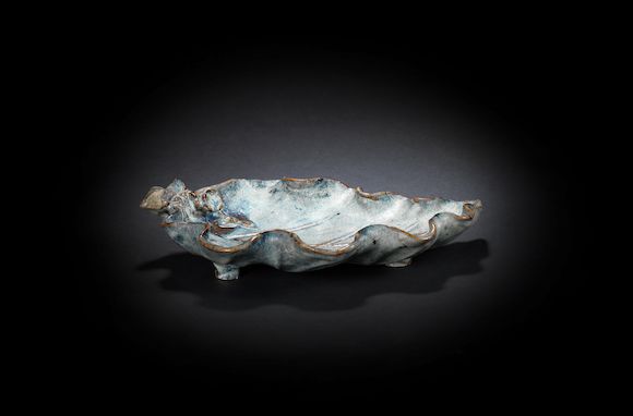 Bonhams : A Shiwan ware 'leaf' dish 18th century