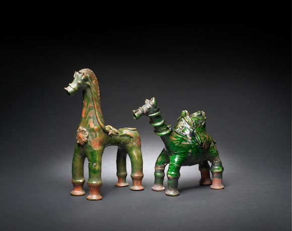 Bonhams : A Chanakkale pottery Horse and Lion Turkey, 19th Century(2)