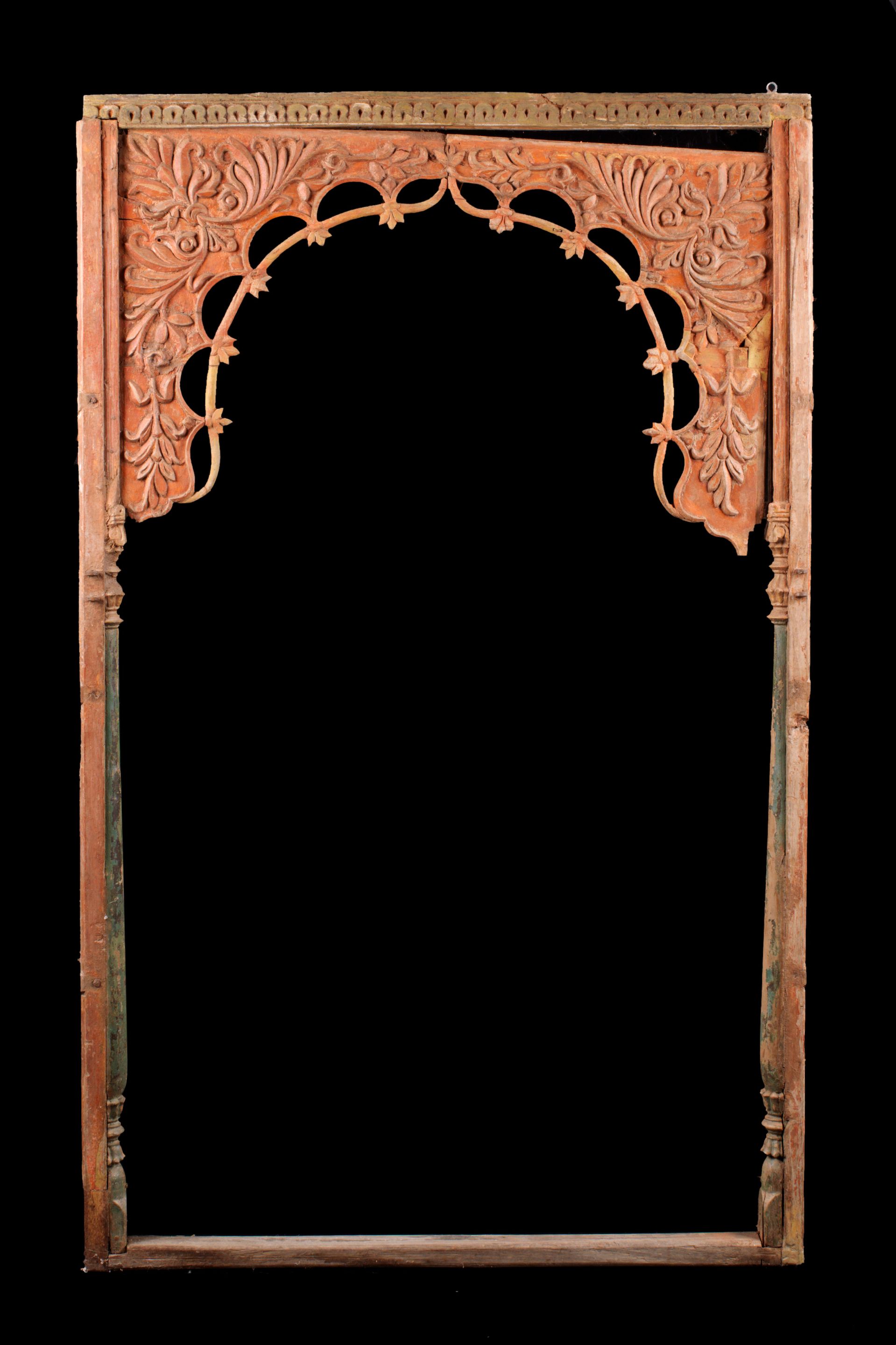 Bonhams : A Mughal painted wood Window Northern India, 19th Century