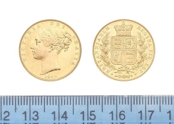 Bonhams : Victoria, Sovereign, 1839, first young head left, date below,