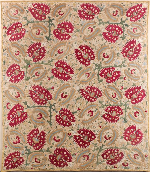 Bonhams : A fine Ottoman silk embroidered linen Panel Turkey, 17th ...