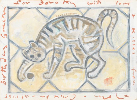 Bonhams : John Craxton R.A. (British, 1922-2009) Cat and ball 22.3 x 29 ...