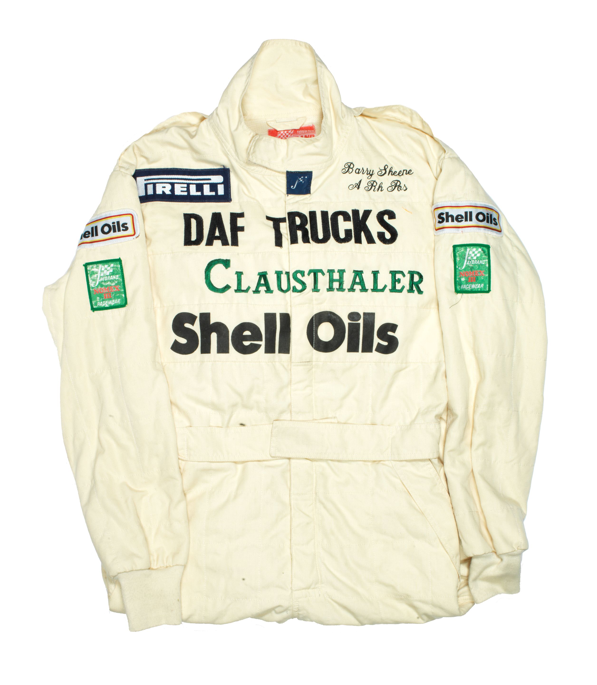 Bonhams Cars : Barry Sheene's DAF Trucks Nomex race overalls, circa 1986,