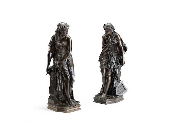 Bonhams : A pair of late 19th century French bronze figures of ...