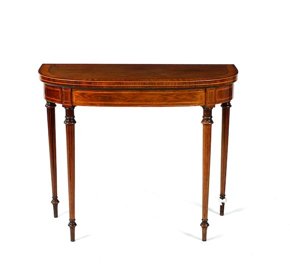 Bonhams : A late George III rosewood and satinwood crossbanded D-shaped ...