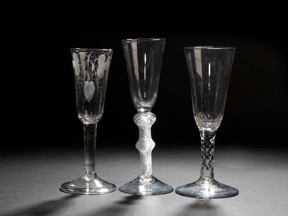 Bonhams Three Ale Glasses Circa 1750 80
