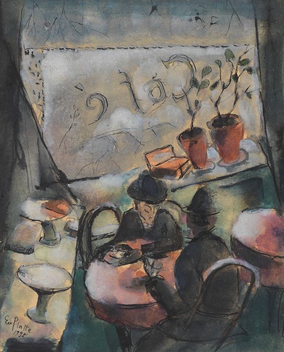 Bonhams : Ewald Platte (German, 1894-1985) Café scene