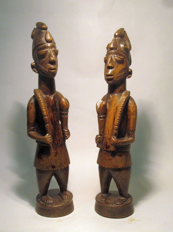 Bonhams : A pair of Yoruba Eshu-Elegba altar figures Nigeria 48cm high 2