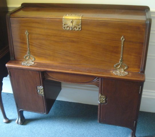 Bonhams : An Art Nouveau mahogany escritoire, with a low raised back ...
