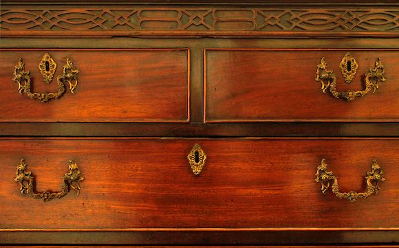 Bonhams : A George III mahogany tallboy chest, with a dentil and blind ...