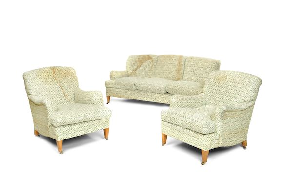 Bonhams : A three piece suite of early 20th century 'Howard & Son' type ...