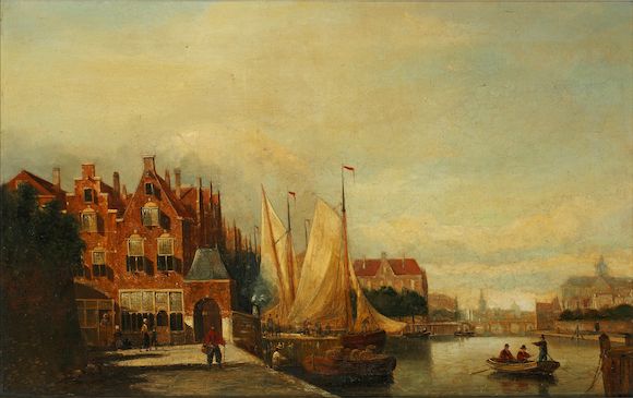 Bonhams : John Frederik Hulk (Dutch, 1855-1913) Dutch townscape with ...