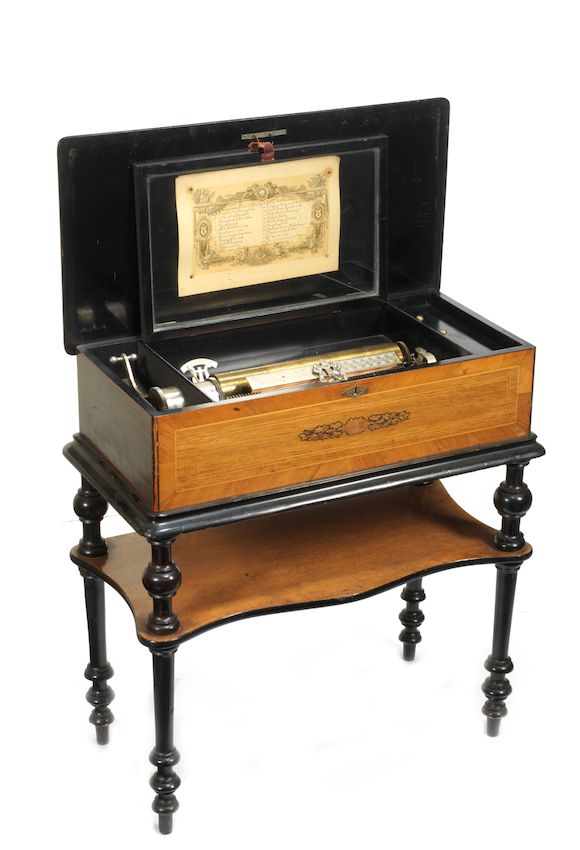 Bonhams : A two-per-turn mandolin cylinder musical box on stand, Swiss ...