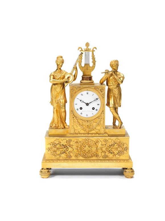 Bonhams : A Restauration gilt bronze figural clock the dial signed ...