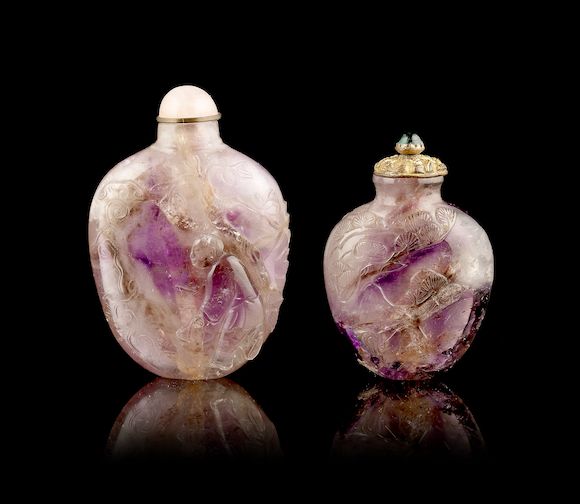 Bonhams : Two amethyst snuff bottles 19th/20th century