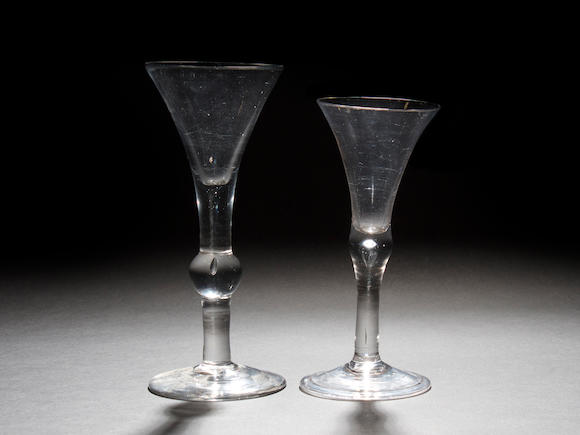 Bonhams Two Wine Glasses Circa 1730