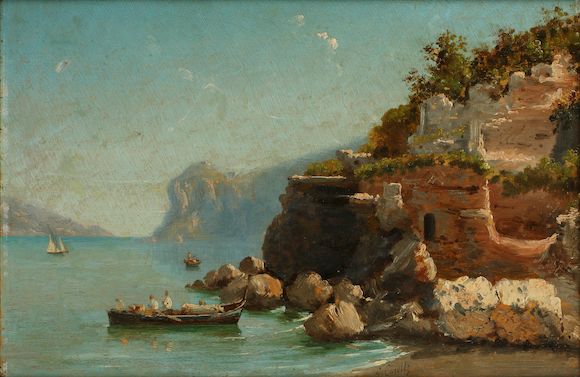 Bonhams : Giuseppe Carelli (Italian, 1858-1921) A mediterranean coastal ...