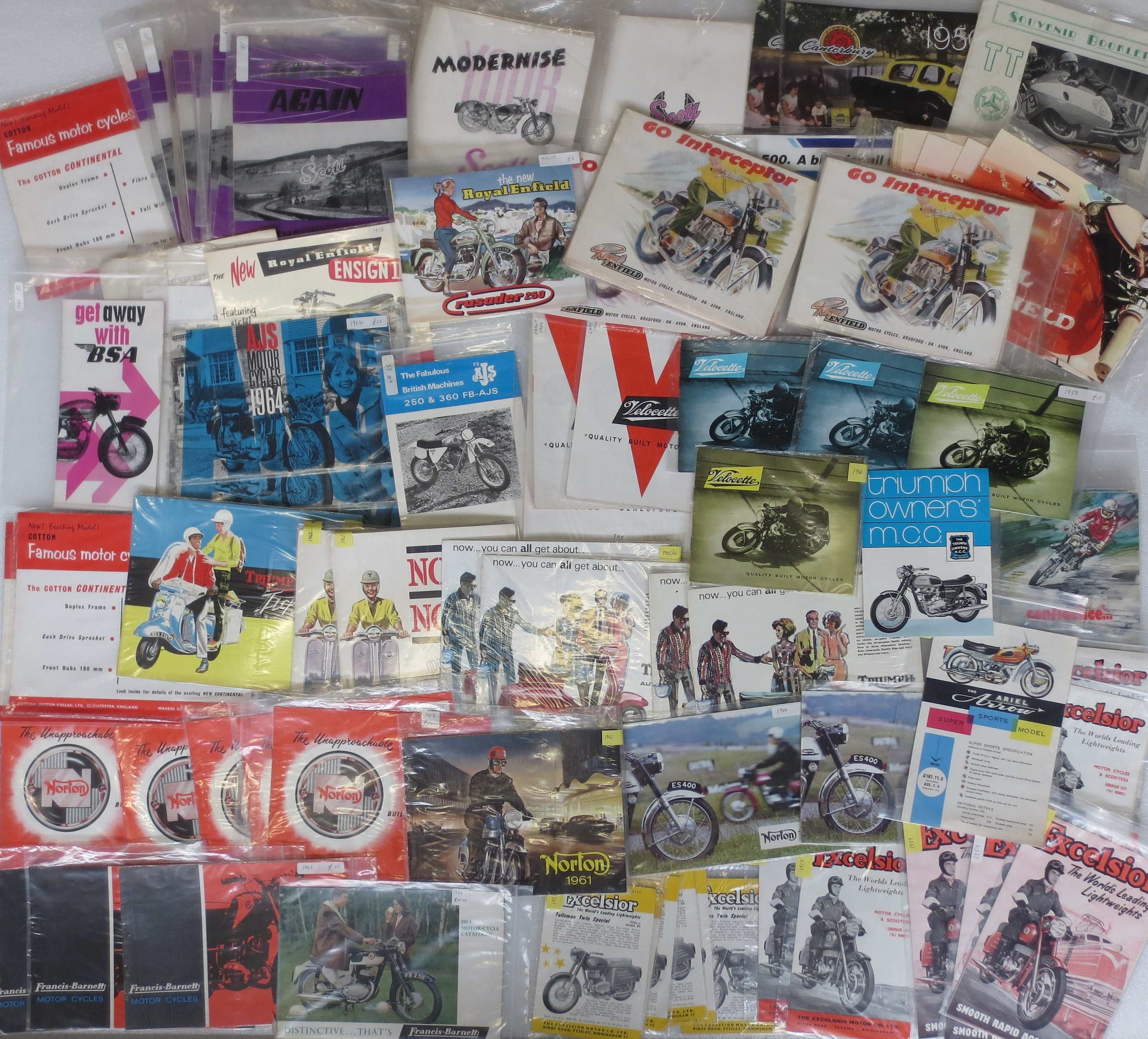 Bonhams Cars : A quantity of assorted post-War motorcycle sales brochures,