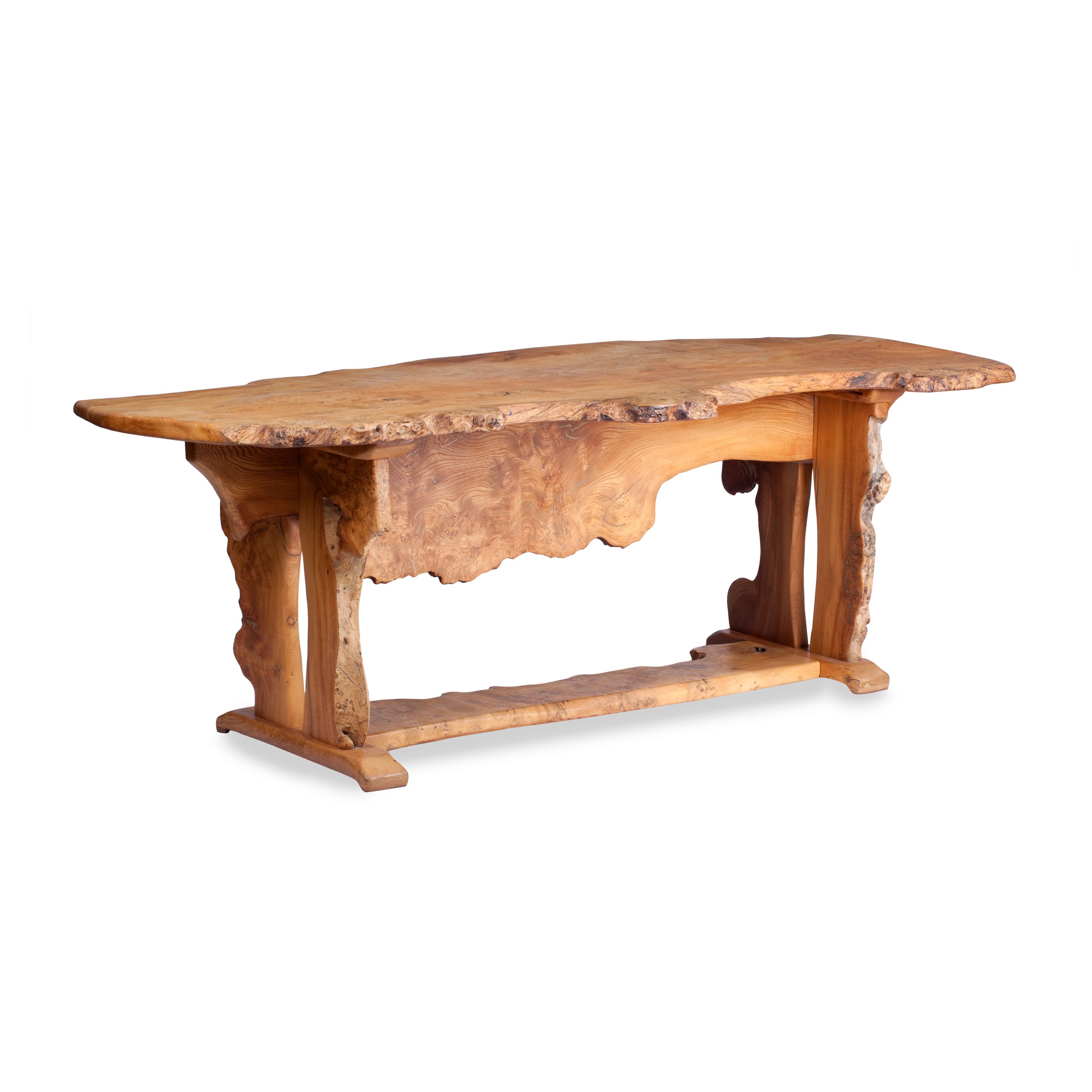 Bonhams : Tim Stead MBE (1952-2000) A burr-elm centre table, circa 1995