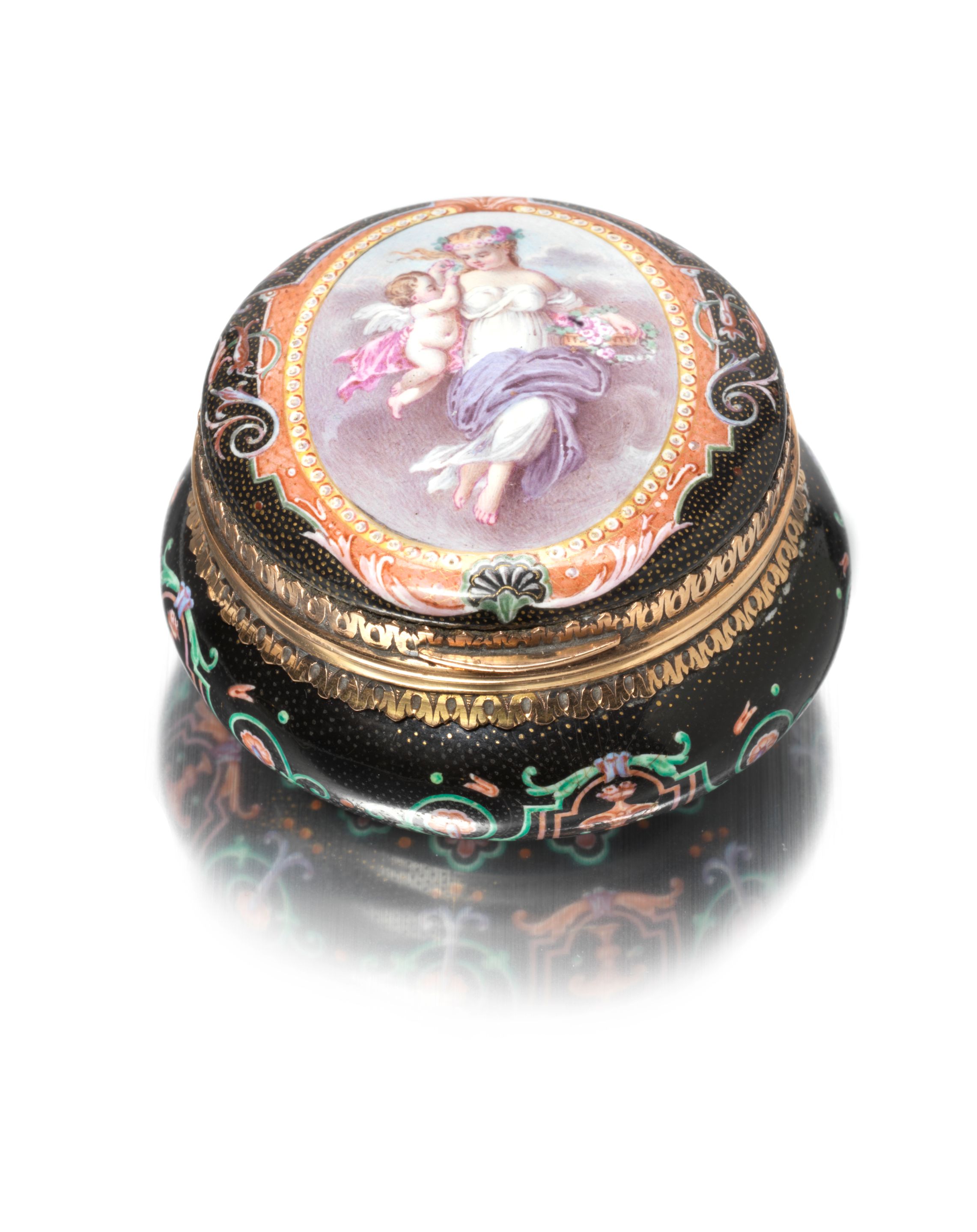 Bonhams : A 19th century French silver-gilt and enamelled compact with ...