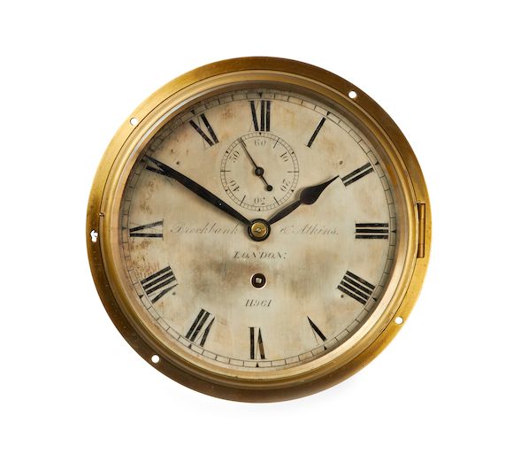 Bonhams : A 19th century brass cased bulkhead marine clock By Brockbank ...
