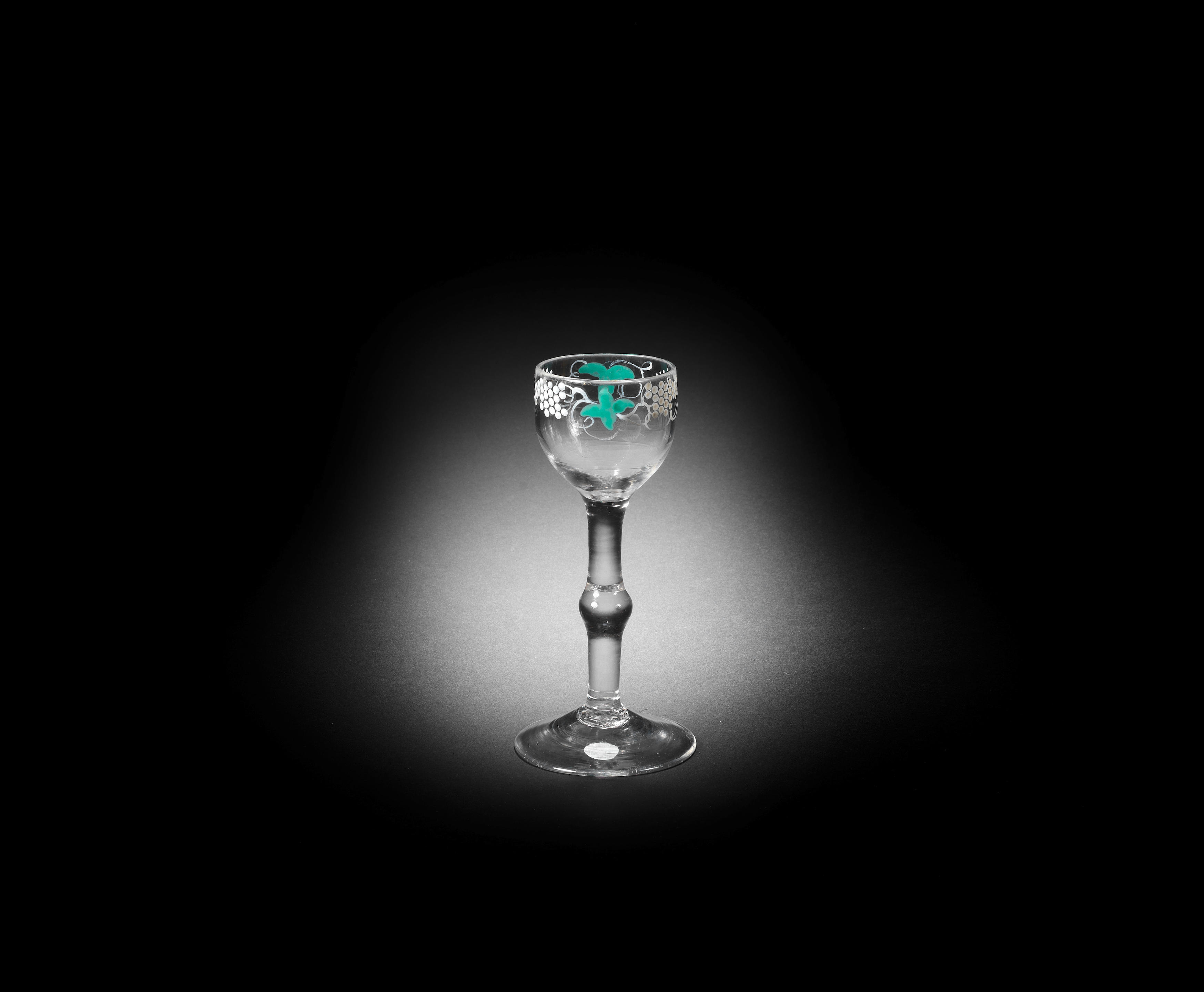 Bonhams A Rare Beilby Polychrome Enamelled Wine Glass Circa 1765