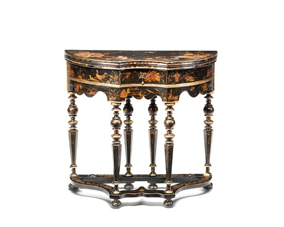 Bonhams : A Queen Anne style black japanned and gilt chinoiserie ...