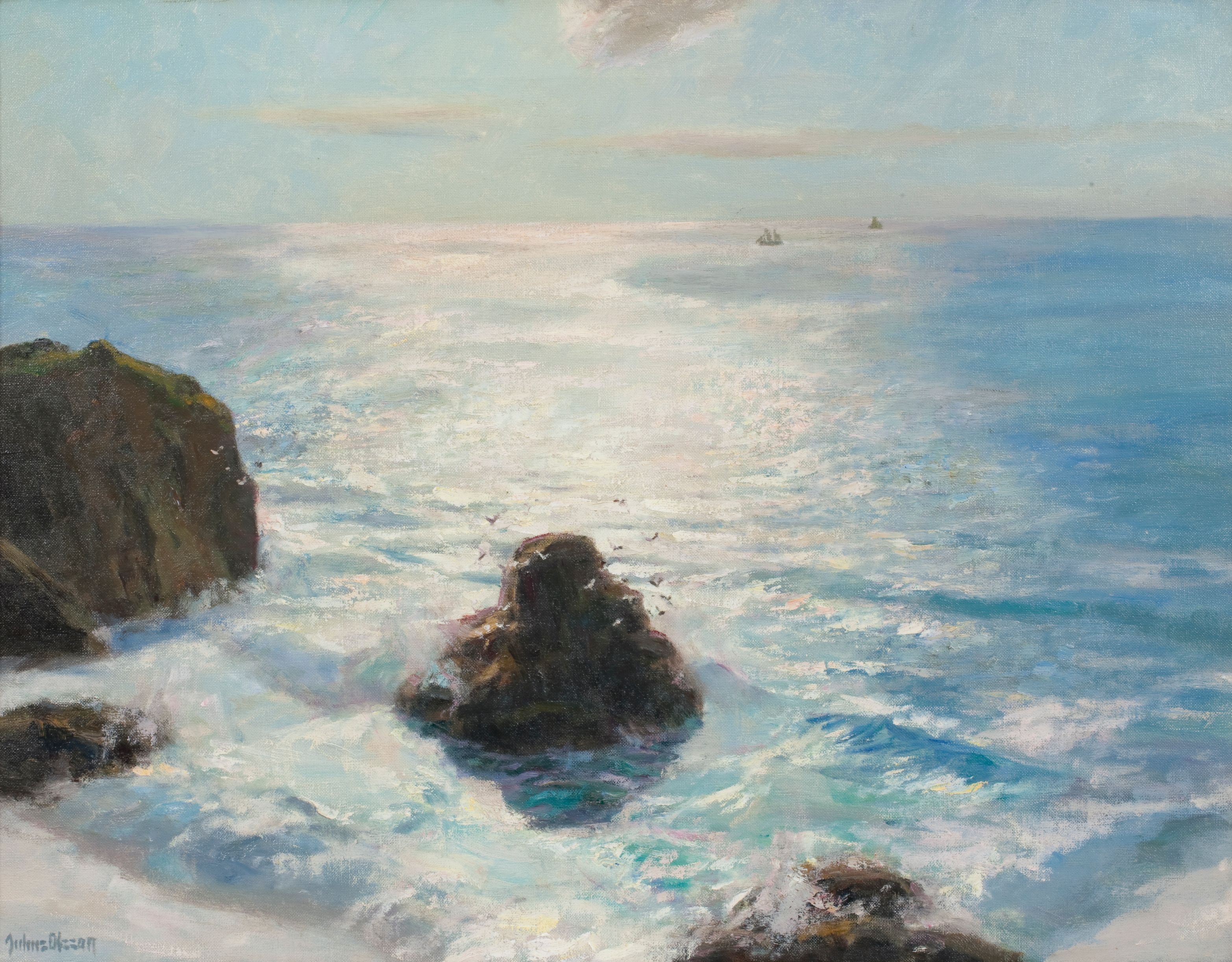 Bonhams : Julius Olsson (British, 1864-1942) Breaking waves