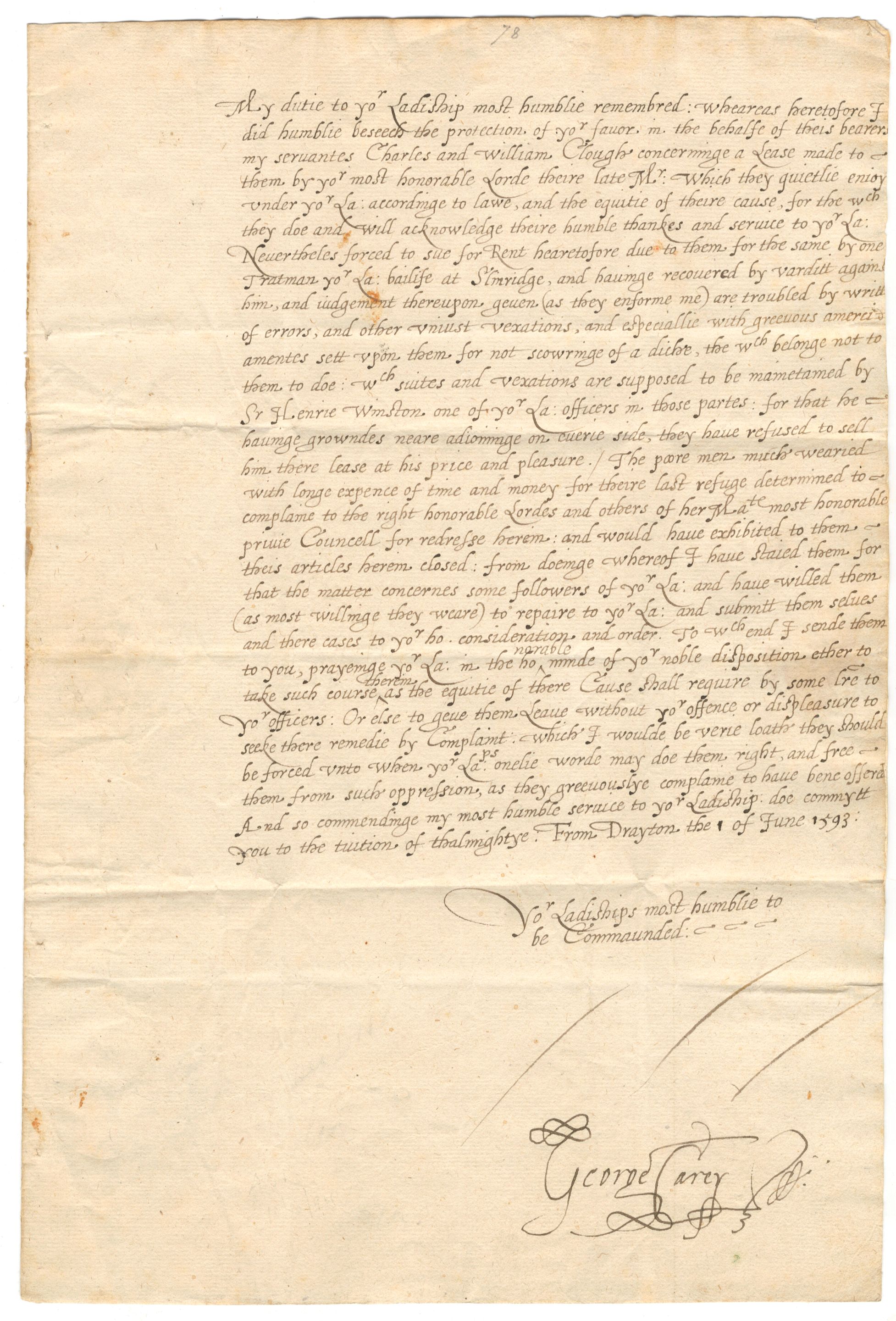 Bonhams : CAREY (SIR GEORGE, LORD HUNSDON) Letter signed (George Carey ...