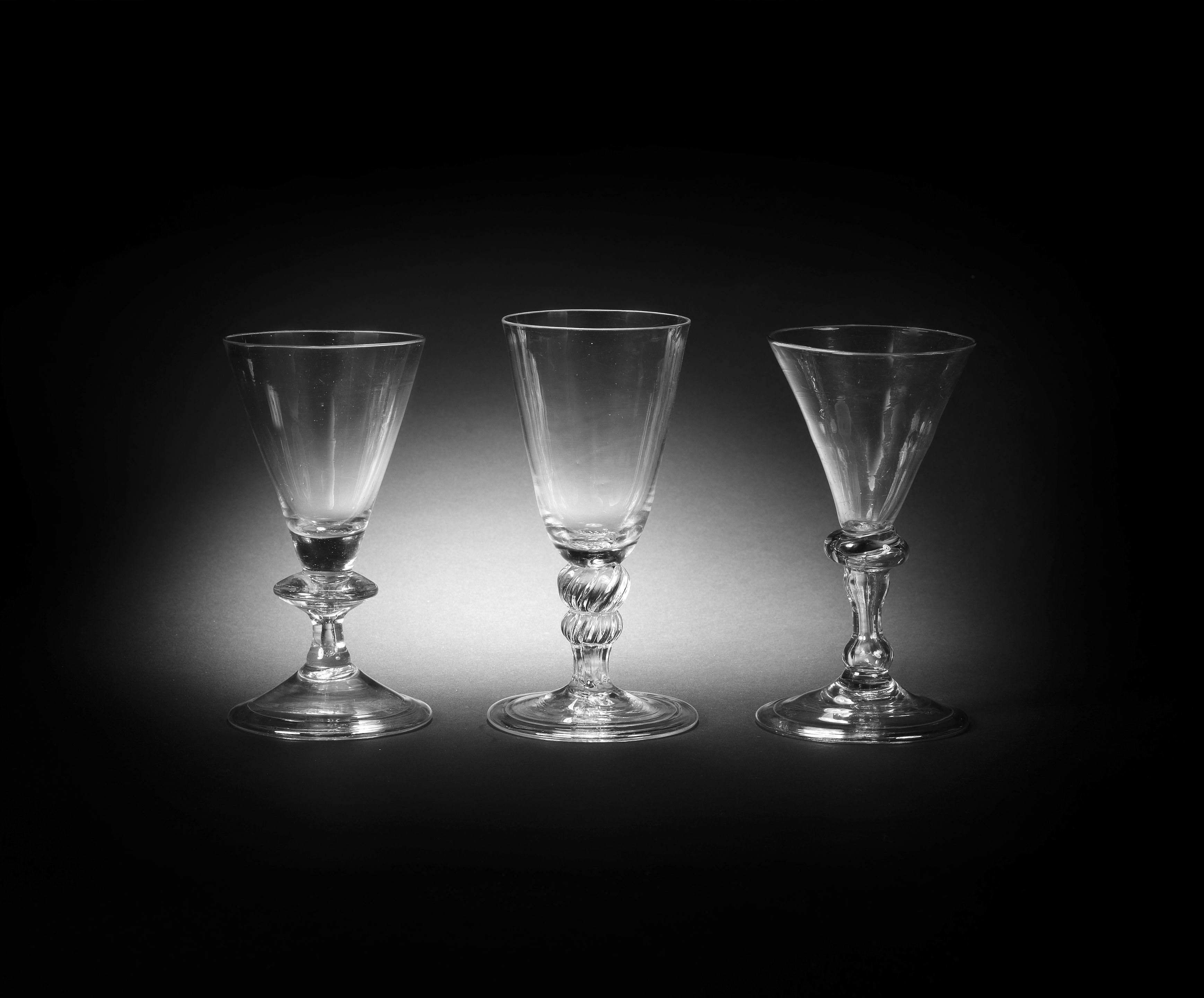Bonhams : Three early wine glasses, late 17th century