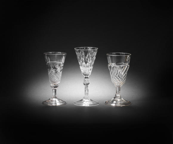 Bonhams Two Short Ale Glasses And A Moulded Wine Glass Early 18th