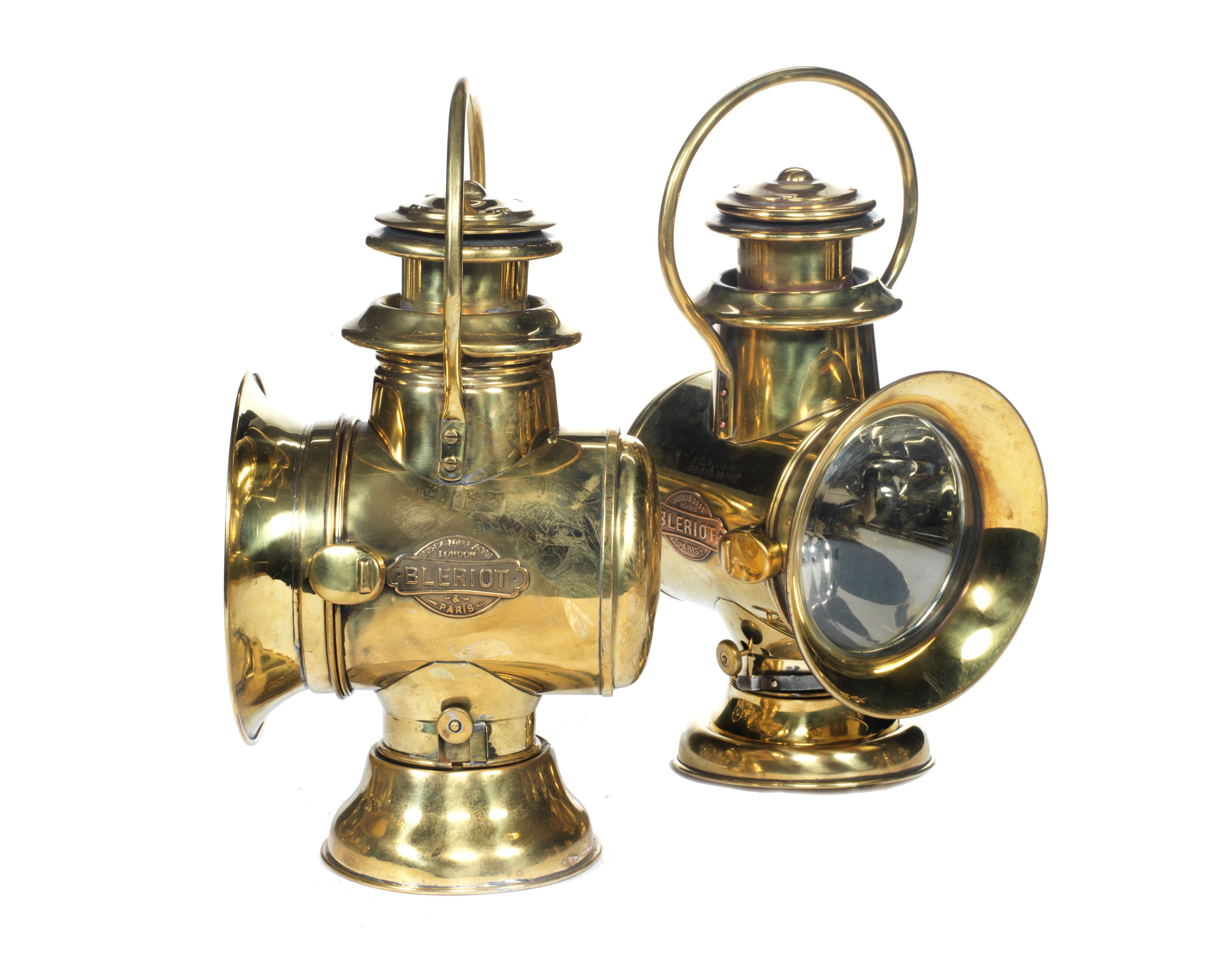 Bonhams Cars : A near pair of Bleriot oil illuminated motor lamps, ((2))