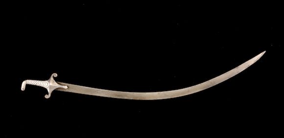 Bonhams : A silver-hilted watered steel Sword (shamshir) India, 19th ...