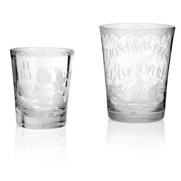 Bonhams Two Engraved Tumblers Late 18th Century