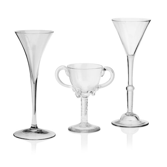 Bonhams : An opaque twist punch glass, a tall toast master's glass and ...