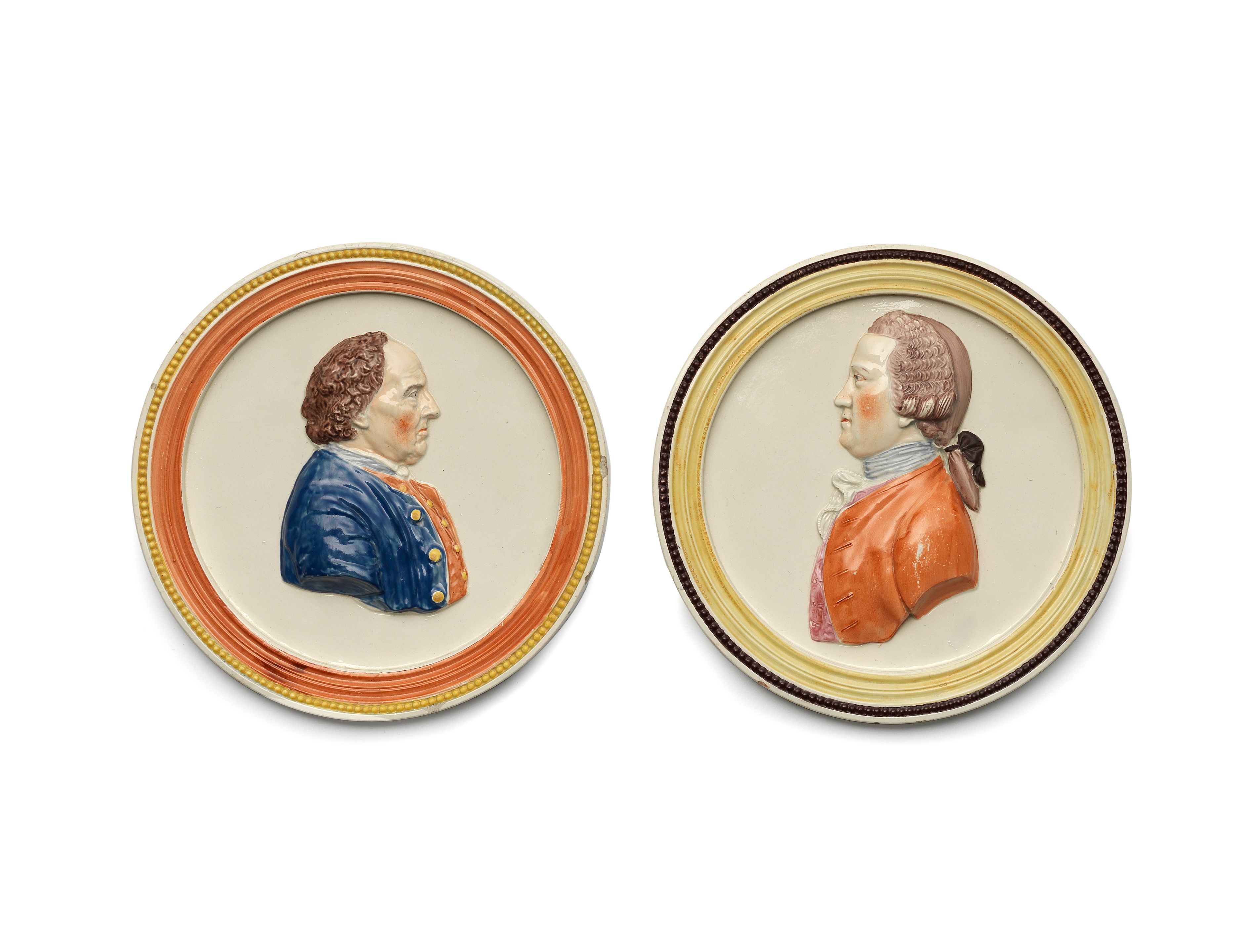 Bonhams : An interesting pair of pearlware portrait medallions of ...