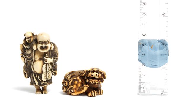 Bonhams : An ivory netsuke of Hotei Style of Tomotada, Kyoto, late 18th ...