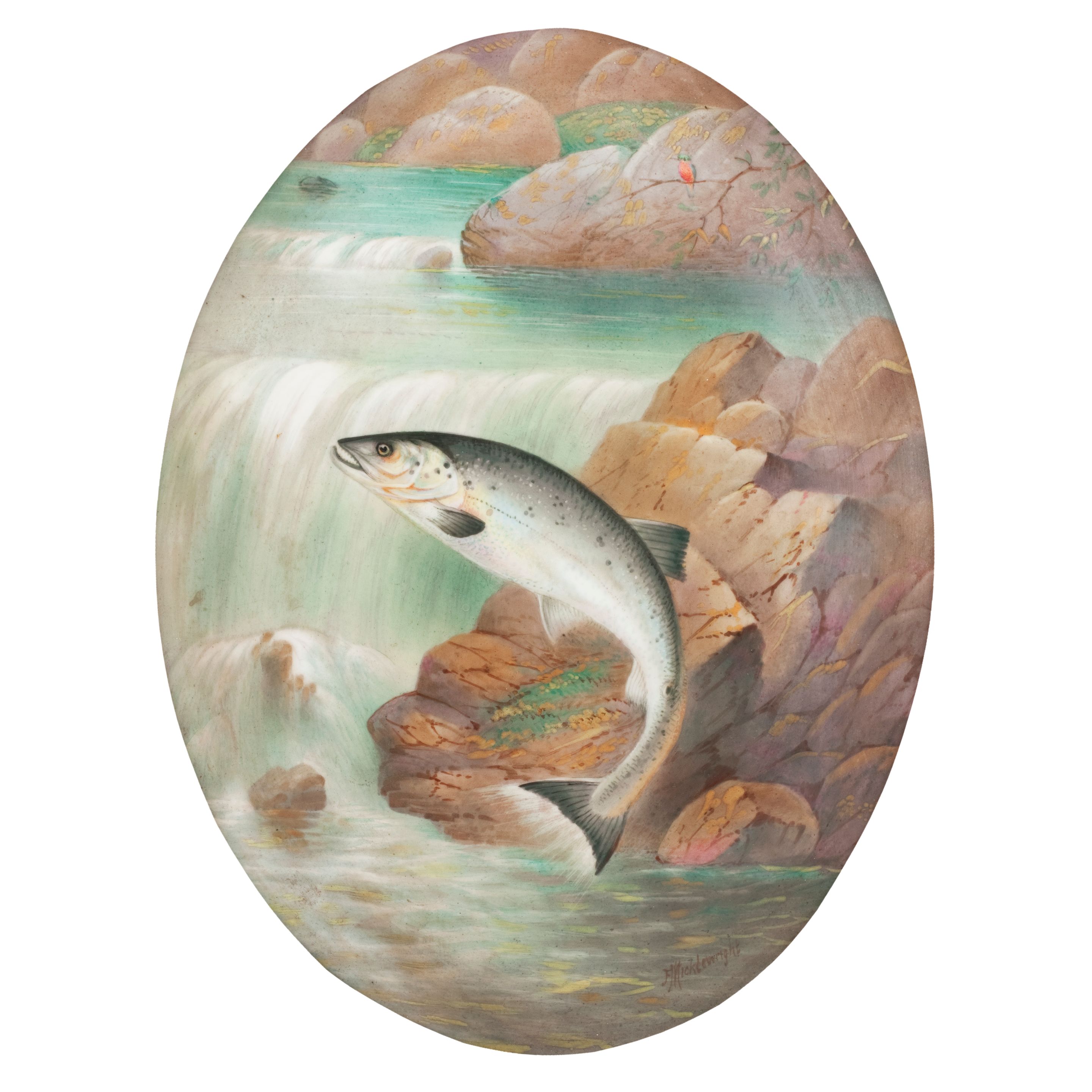 Bonhams : An oval porcelain plaque by F Micklewright Circa 1900