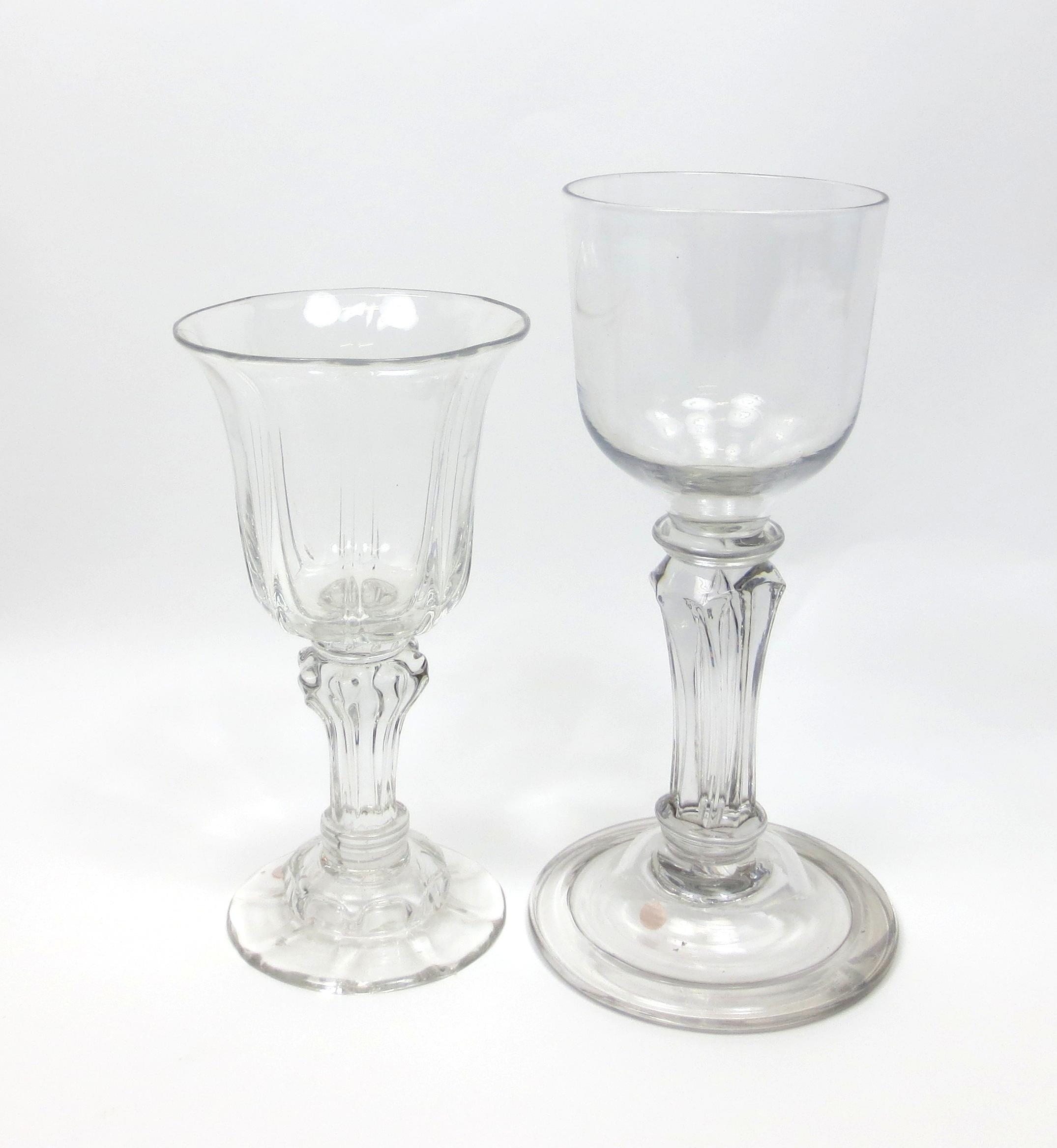 Bonhams Two Pedestal Stem Glasses Circa 1740