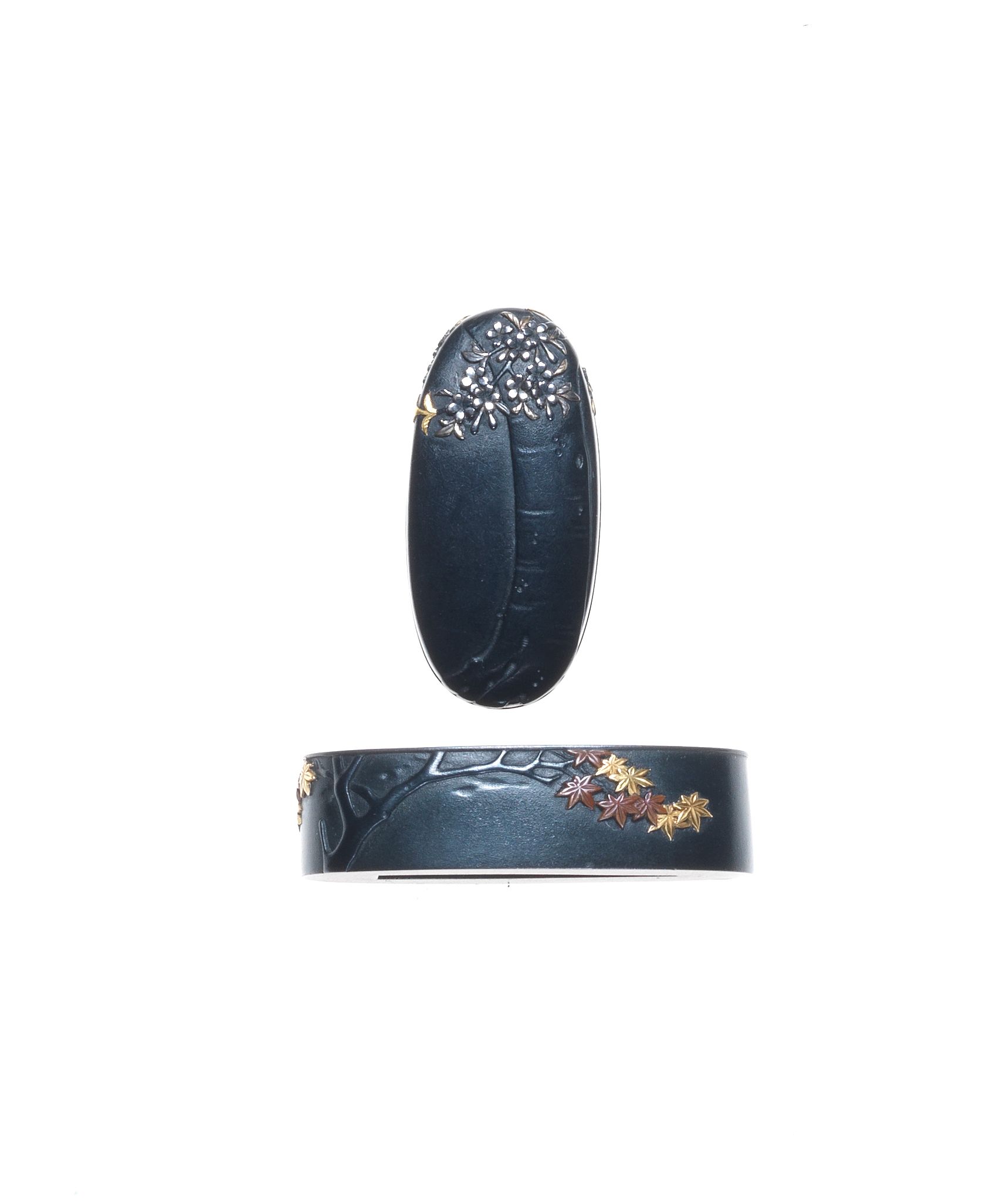 Bonhams : A shakudo fuchi-gashira By Kano Natsuo (1828-1898) and Funada ...