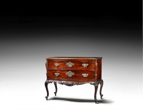 Bonhams : A Victorian carved mahogany serpentine commode in the manner ...