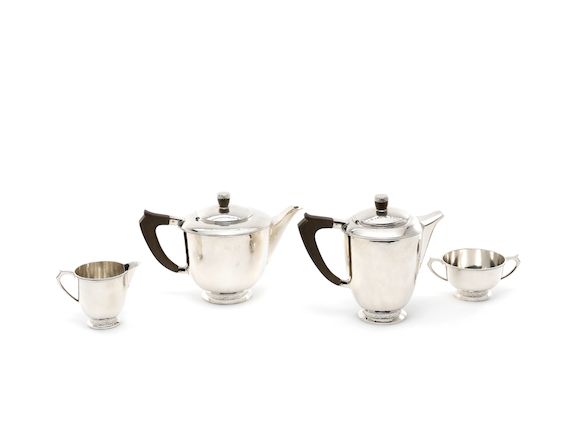 Bonhams : ROBERT EDGAR STONE: A silver four-piece tea service London ...