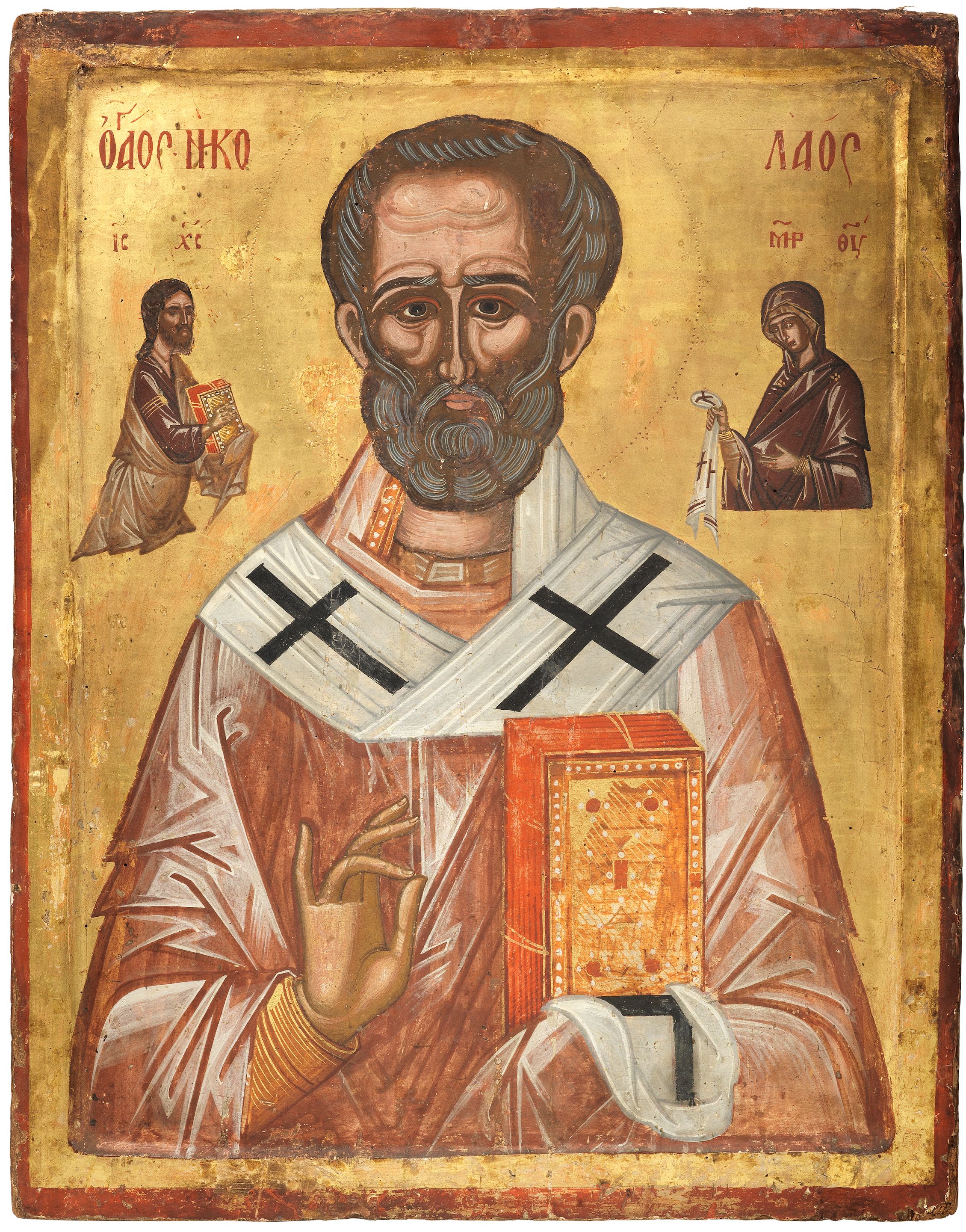 Bonhams : Icon of St. Nicholas Greek, 17th Century