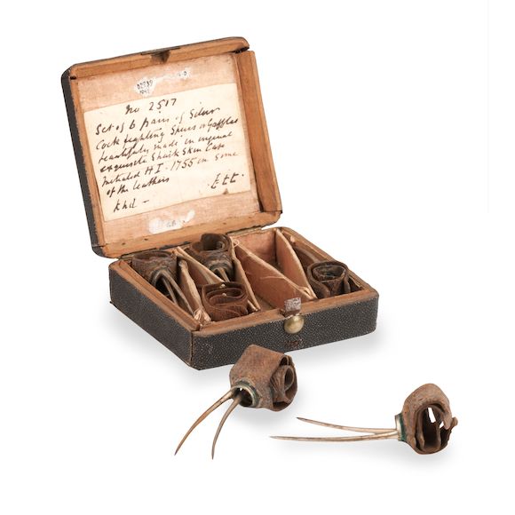 Bonhams : Six pairs of early 19th century cock fighting spurs