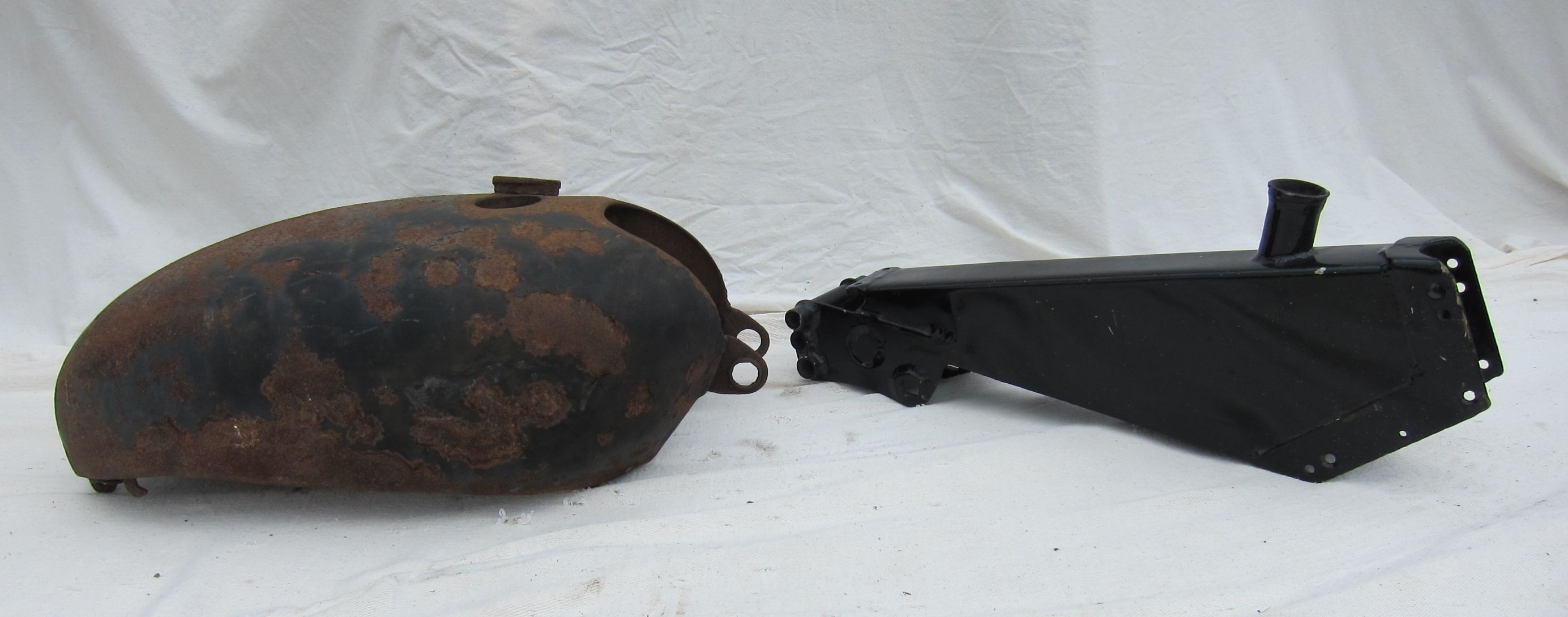 Bonhams Cars : A Vincent petrol tank and oil tank,