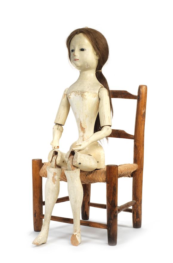 Bonhams : A large George II wooden doll, English circa 1735