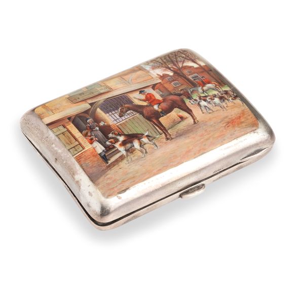 Bonhams : A silver and enamel cigarette case by Harris Leon Brown ...