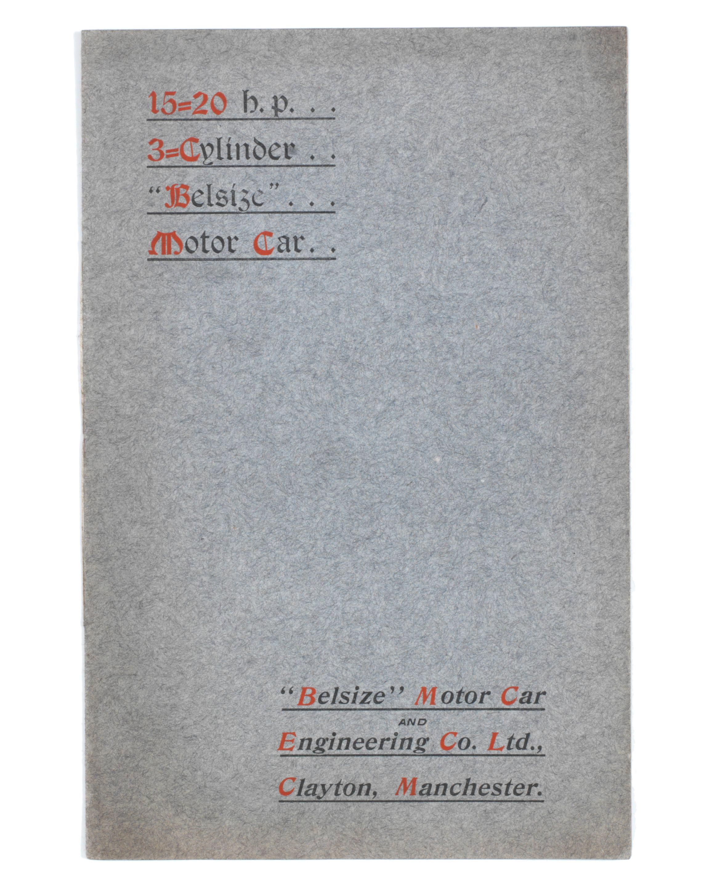 Bonhams Cars : A Belsize Motor Cars sale catalogue, circa 1903