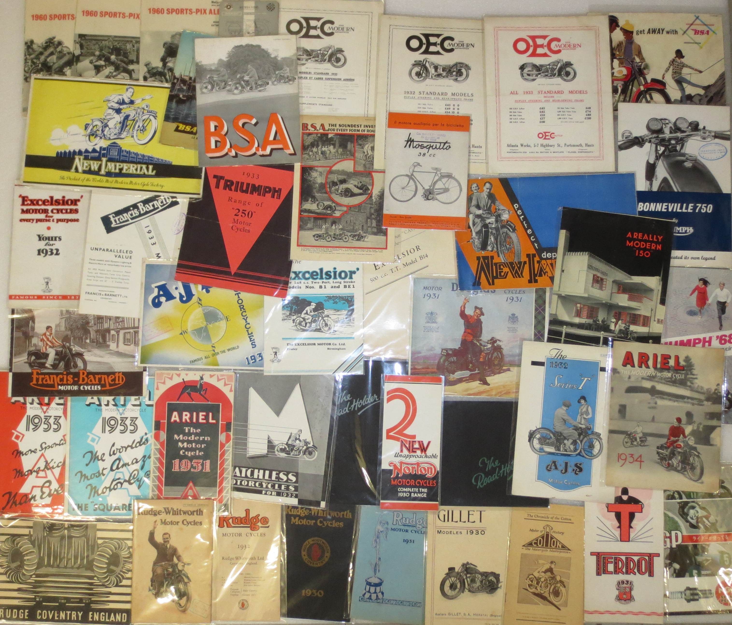 Bonhams Cars : Assorted mainly pre-War motorcycle sales brochures,